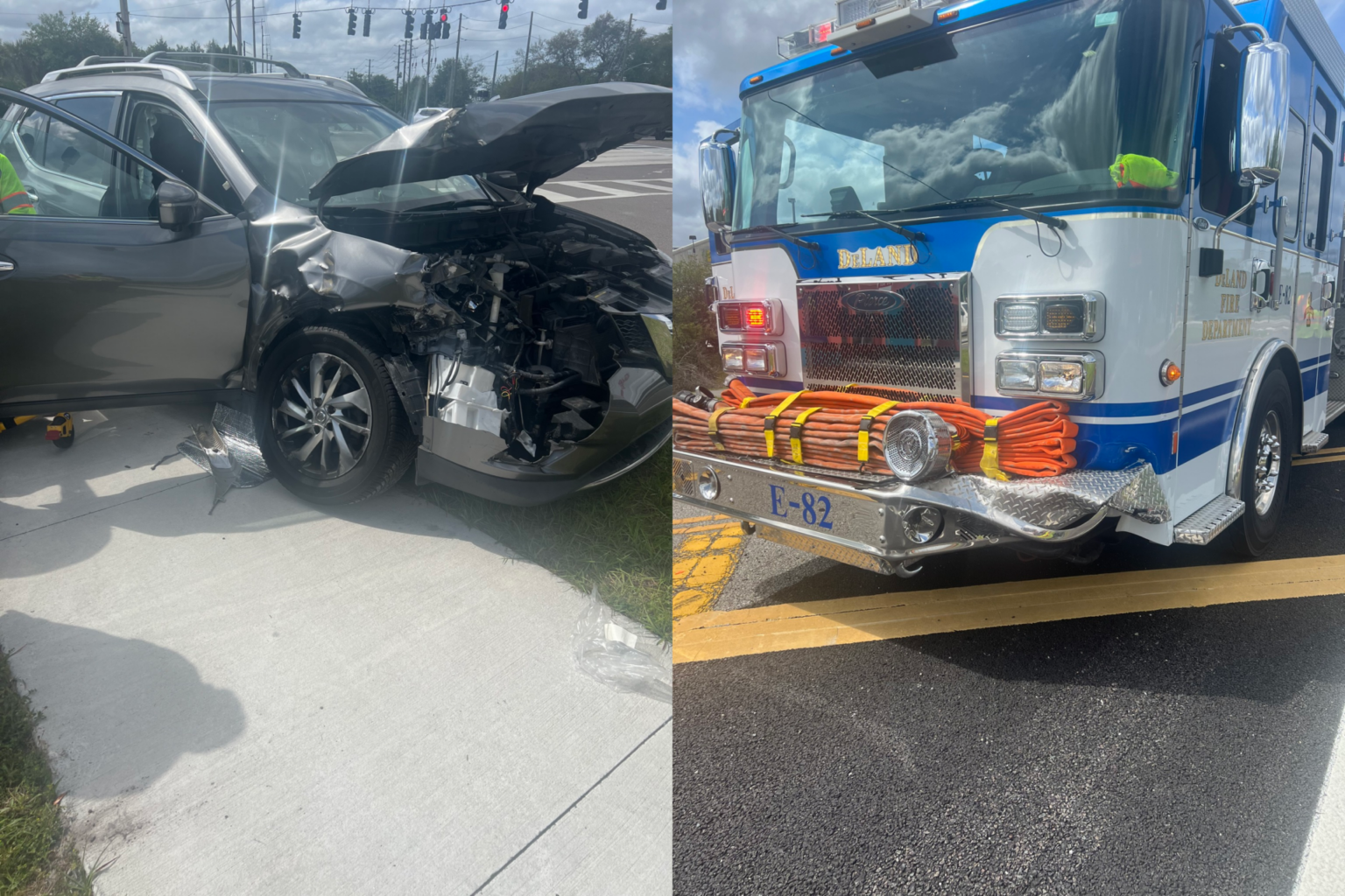 Driver injured after crashing into DeLand fire truck - Orlando-News.com